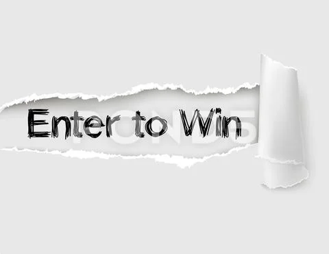 Enter to win text on paper. Word Enter to win on torn paper. Concept ...