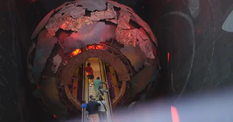 Entering National history museum volcano... | Stock Video | Pond5