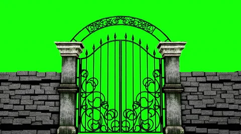 Entrance in gothic gates on green screen... | Stock Video | Pond5