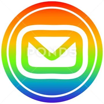 Envelope letter circular in rainbow spectrum ~ Clip Art #112462075