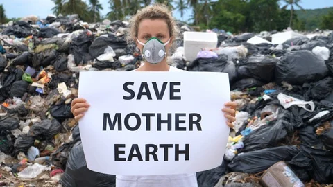 Environmental Problems. Woman on Landfil... | Stock Video | Pond5