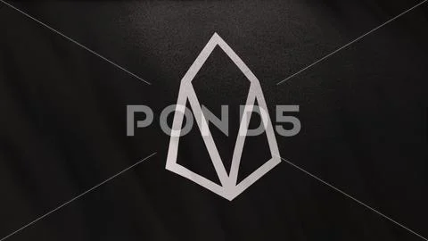 EOS Coin icon logo on full-frame black flag banner background: Graphic ...