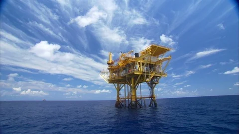 Epic cinematic oil rig gas platform stoc... | Stock Video | Pond5
