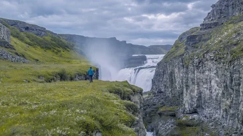 Epic Drone Shot Over Man Standing in Awe... | Stock Video | Pond5