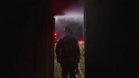 Epic Firefighter Walk in Slow Motion Fir... | Stock Video | Pond5