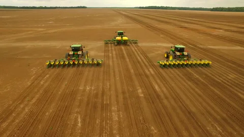 epic john deere tractors in formation pl... | Stock Video | Pond5