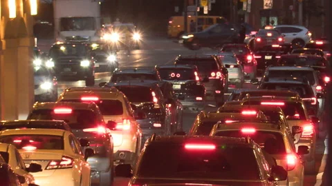 Epic traffic jam and gridlock at night a... | Stock Video | Pond5