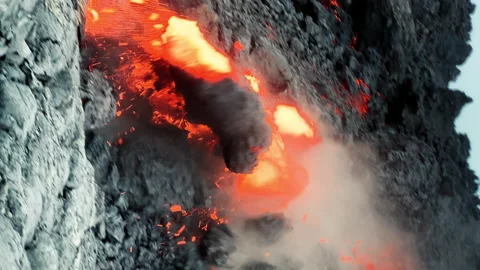 Epic vertical shot huge rock falling dow... | Stock Video | Pond5