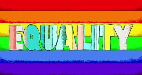 EQUALITY title in cartoon style on rainb... | Stock Video | Pond5