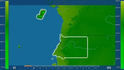 Equatorial Guinea - minimum temperature,... | Stock Video | Pond5