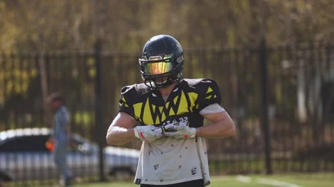 Equipment of the American football team | Stock Video | Pond5