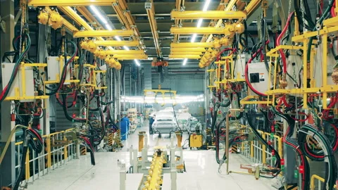 Equipped unit of a car-making factory. I... | Stock Video | Pond5