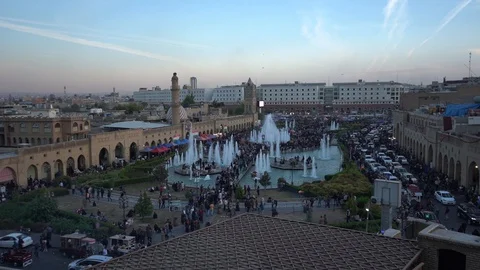 Erbil Downtown Twilight Panorama. Castle... | Stock Video | Pond5