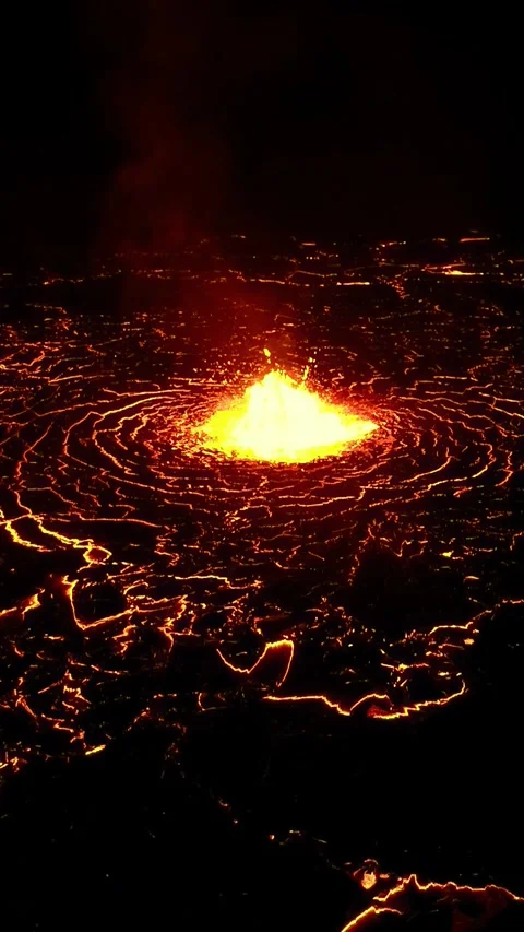 Erupting crater in flat topped Tuya volc... | Stock Video | Pond5