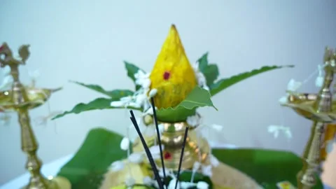 essential in hindu puja. kumbam (Kalash)... | Stock Video | Pond5