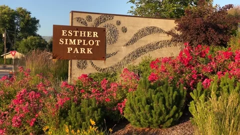 Esther Simplot Park signage at Exit | Stock Video | Pond5