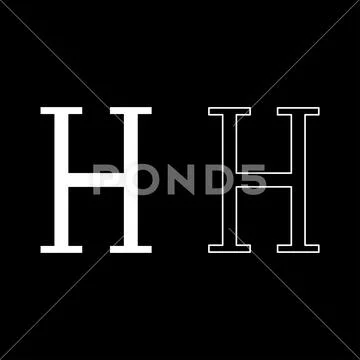Eta greek symbol capital letter uppercase font icon outline set white ...