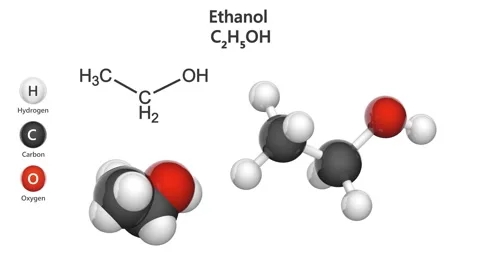 Ethanol (drinking alcohol). Formula: C2H... | Stock Video | Pond5