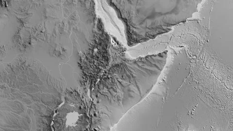 Ethiopia on the globe. Bevel. Grayscale.... | Stock Video | Pond5