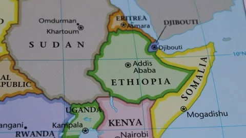 Ethiopia on a map. Political map of Ethi... | Stock Video | Pond5
