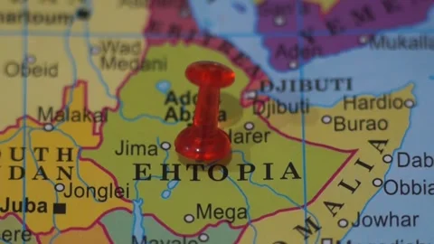 Ethiopia Map With Red Push Pin Pointing,... | Stock Video | Pond5