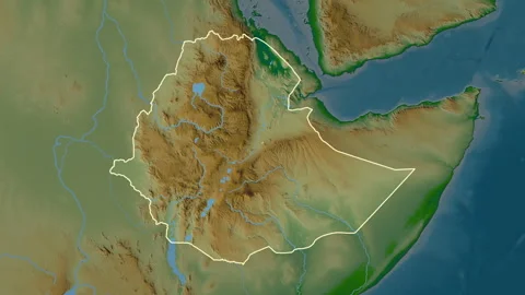 Ethiopia map - solid. Regions. Physical. | Stock Video | Pond5