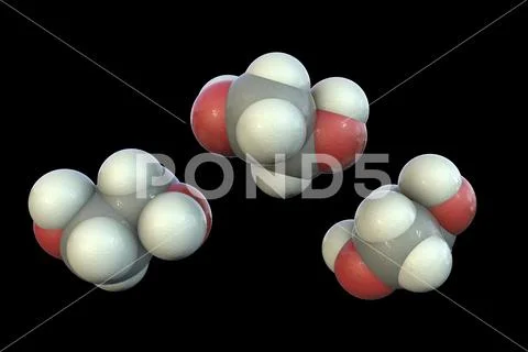 Ethylene glycol molecule, 3D illustration Illustration #221239952