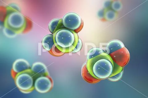 Ethylene glycol molecules, 3D illustration: Graphic #221240101