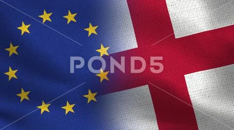 EU and England Realistic Half Flags Together - European Union ~ Clip ...