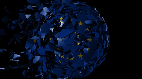 EU flag sphere combining and breaking ap... | Stock Video | Pond5