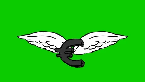 Euro - animation - wings - green screen | Stock Video | Pond5