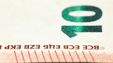Euro banknotes showing security features... | Stock Video | Pond5