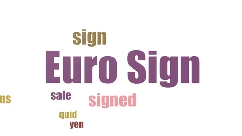 Euro Sign Word Cloud Animated On White B... | Stock Video | Pond5