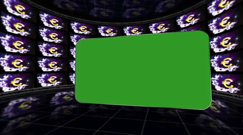 Euro Symbols in Monitors and Green Scree... | Stock Video | Pond5