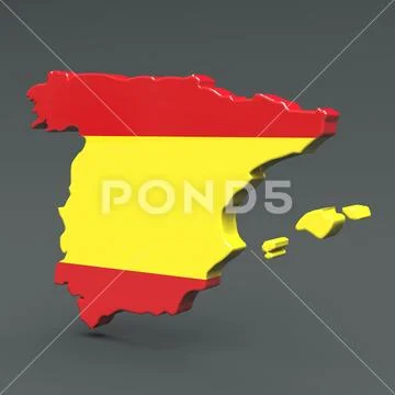 Europe 3D map of spain isolated on dark background: Royalty Free #91583450