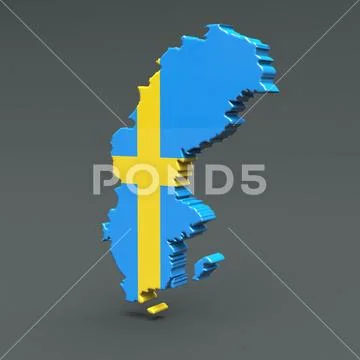 Europe 3D map of sweden isolated on dark background Illustration #91583568
