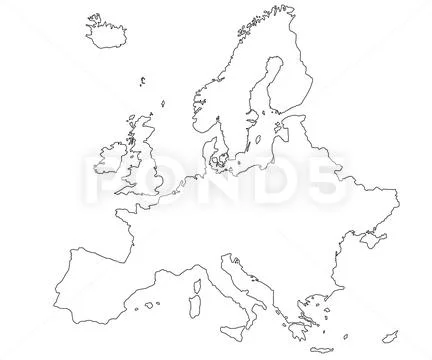 Europe map outline. sketch line art map of Europe. border map, Europe ...