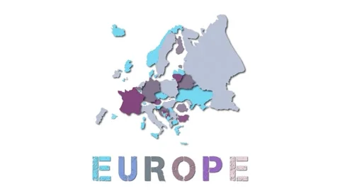 Europe map with paper regions. Animated ... | Stock Video | Pond5