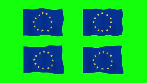 Europe Waving Flag 2D Animation on Green... | Stock Video | Pond5