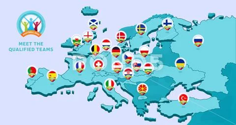 European 2020 football championship Vector illustration with a map of ...