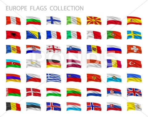 European flags collection. Vector set illustration.: Graphic #69084445