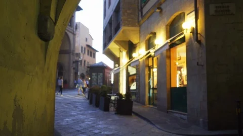 European street scene of open business s... | Stock Video | Pond5