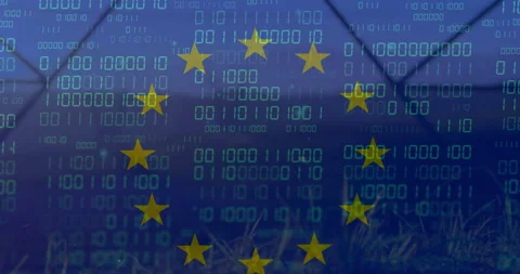 European Union flag waving with binary c... | Stock Video | Pond5
