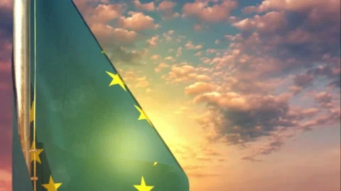 European Union waving flag on nice sunri... | Stock Video | Pond5