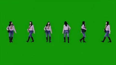 European woman on green screen walking i... | Stock Video | Pond5