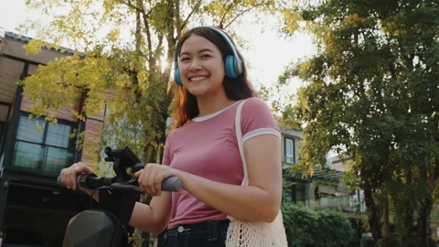 EV bike e-scooter go green lifestyle of ... | Stock Video | Pond5