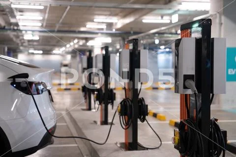 EV charging station for electric car dashing recharge Stock Photo ...