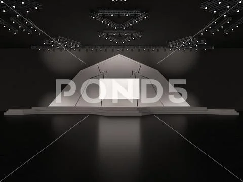 Event empty stage in front view with a rectangular led screen for ...