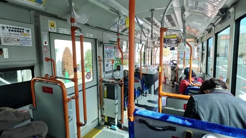 Everyday Scene Inside a Japanese Bus wit... | Stock Video | Pond5