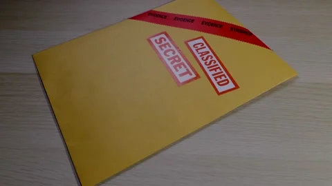 EVIDENCE ENVELOPE MARKED CLASSIFIED AND ... | Stock Video | Pond5